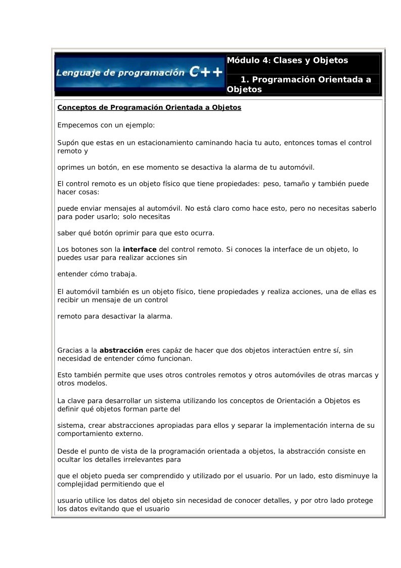 PDF de programación - C++ - Módulo 4: Clases y Objetos